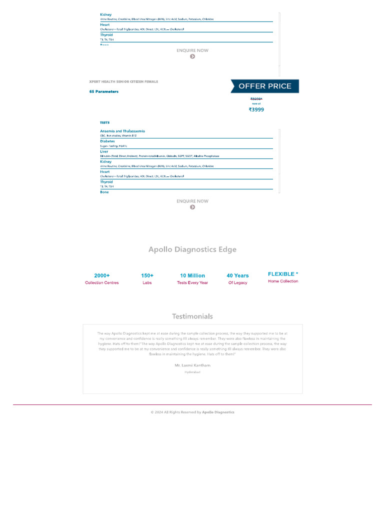 Apollo Master Health Package | PDF