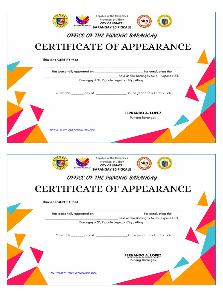 Cert of Appearance | PDF