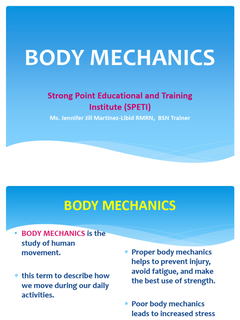 Body Mechanics, Moving, Trnasferring LATEST | PDF