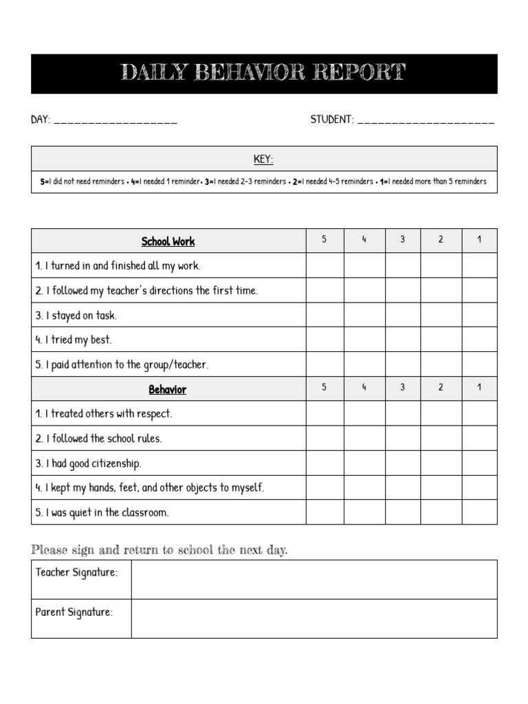 Daily Behavior Report | PDF