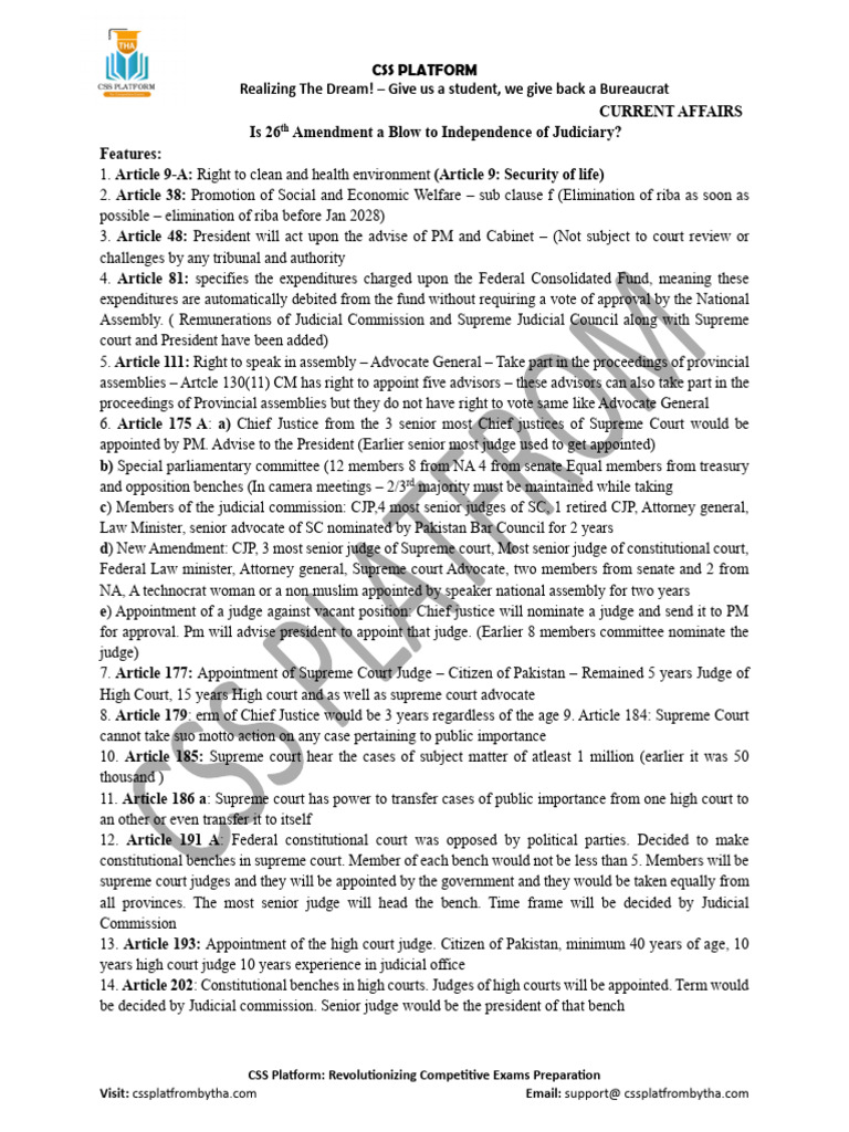 Is 26th Amendment A Blow To Independence of Judiciary | PDF | Supreme ...