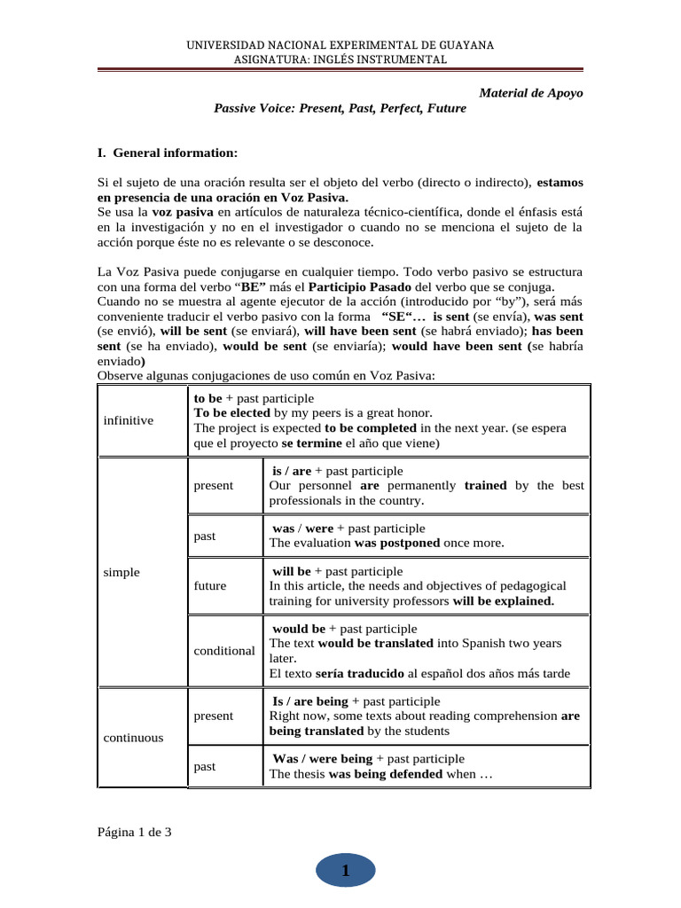 VOZ PASIVA | PDF | Verbo | Tipología Lingüística