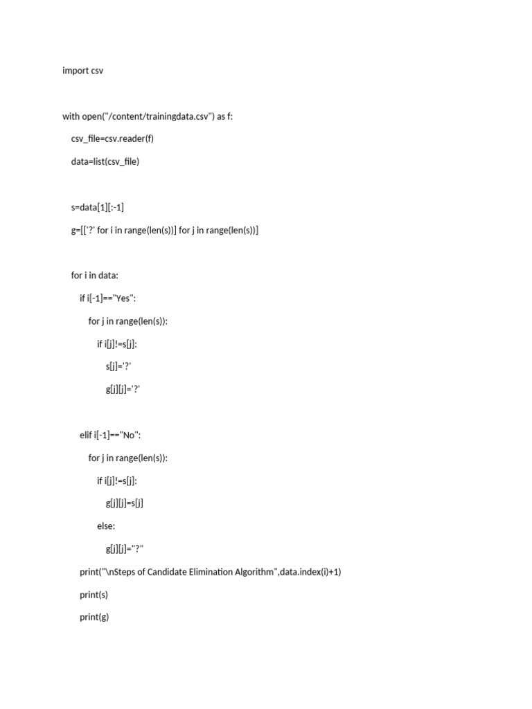 Candidate Elimination | PDF