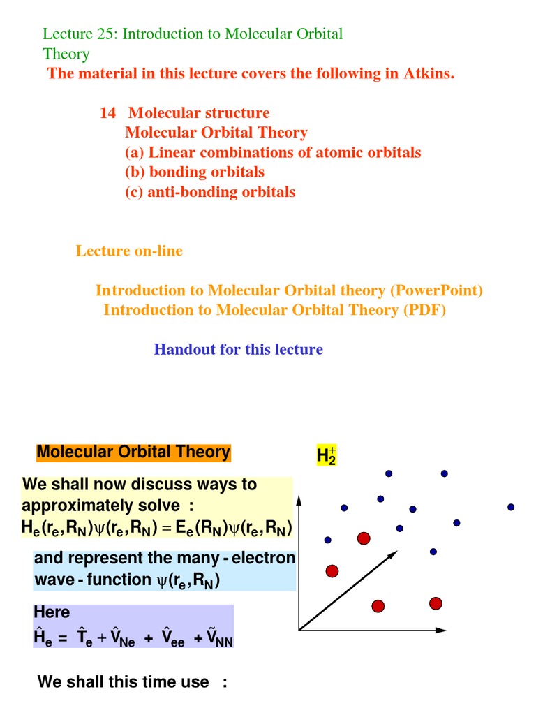 Chem 373 - Lecture 25: Introduction To Molecular Orbital Theory | PDF ...