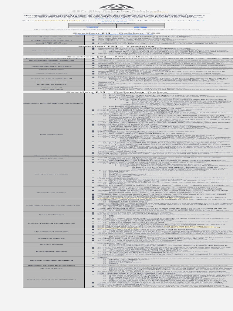 SCP - Site Roleplay (Rules) | PDF