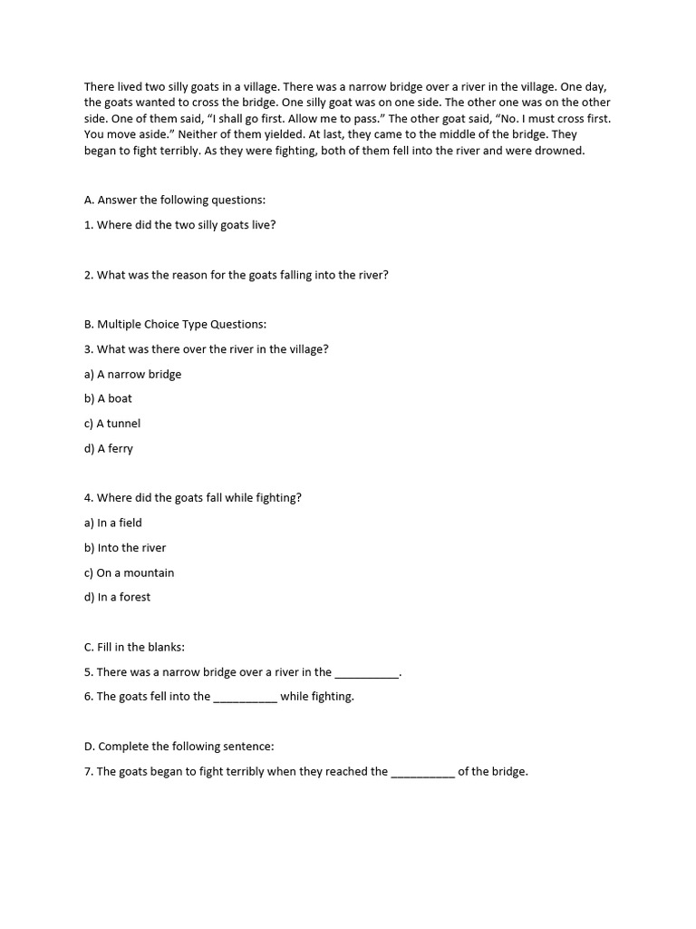 Two Silly Goats: A Cautionary Tale | PDF