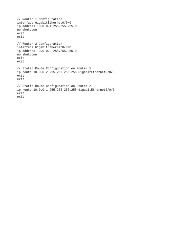 Static Routing Between Two Router | PDF