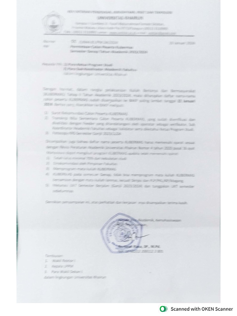 Permintaan Calon Peserta Kubermas SMSTR Genap 2023-2024 | PDF