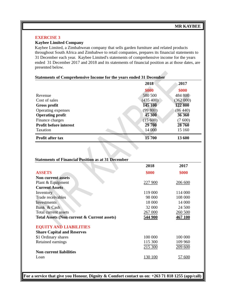 Cashflow Exercise | PDF | Expense | Balance Sheet