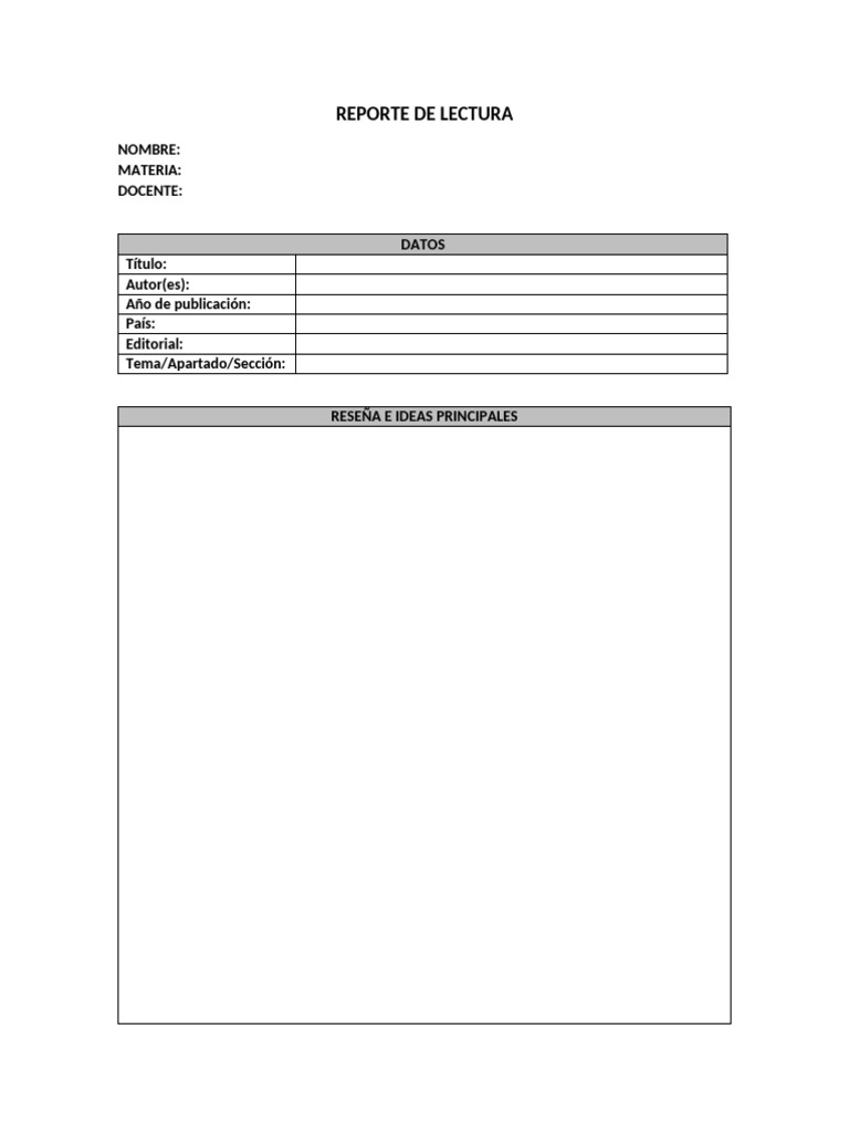 Reporte de Lectura | PDF