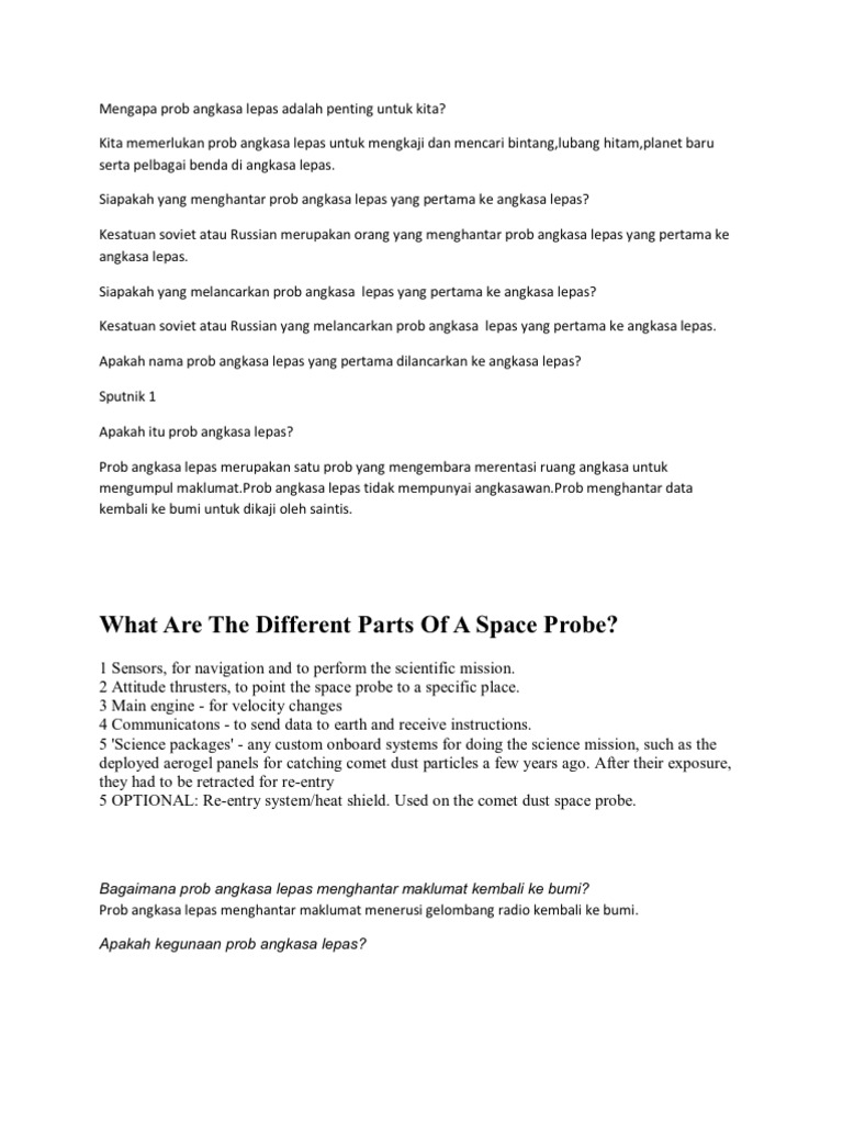 Mengapa Prob Angkasa Lepas Adalah Penting Untuk Kita | PDF