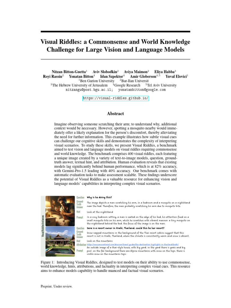 Visual Riddles - A Commonsense and World Knowledge Challenge For Large Vision and Language ...
