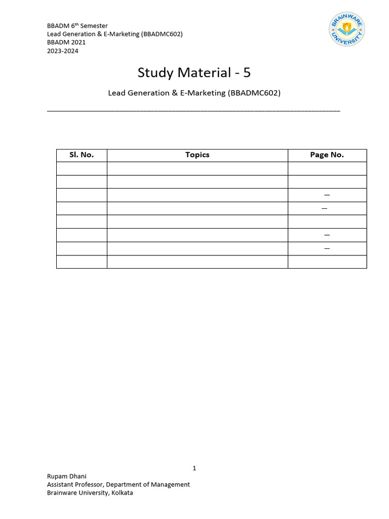 Study Material - Module 5 - BBADMC602 | PDF | Digital Marketing | Advertising