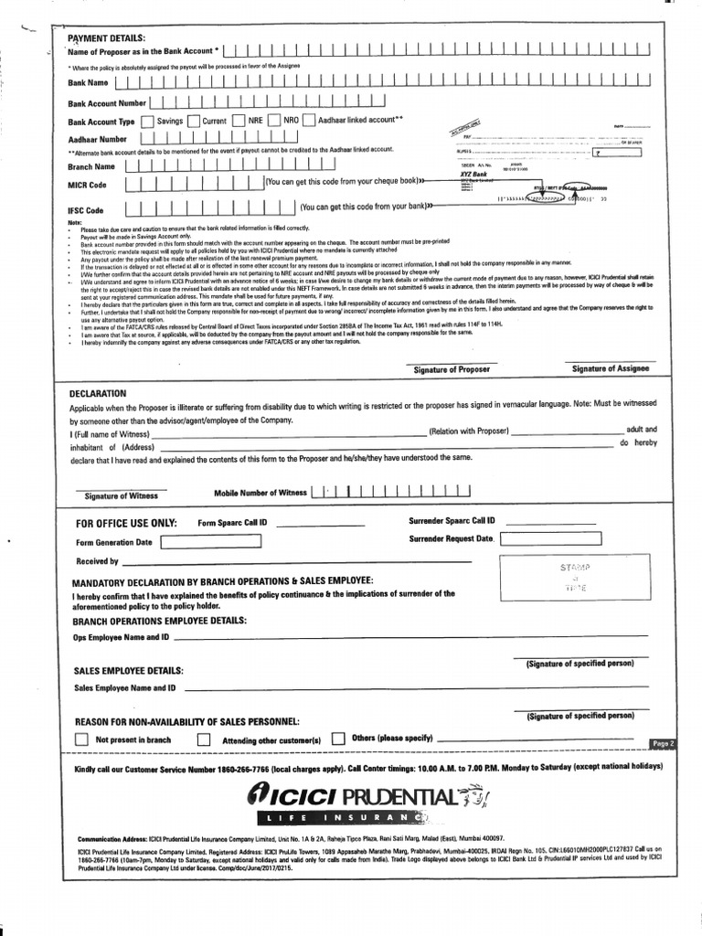 Surrender Form Ipru | PDF