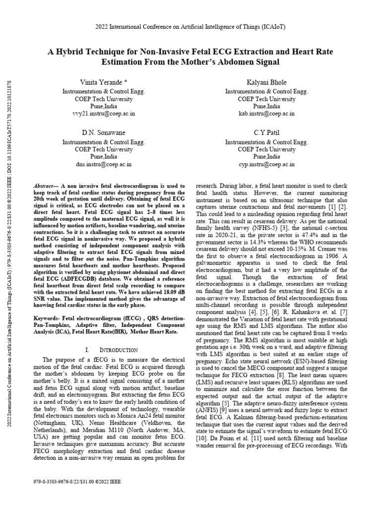 A Hybrid Technique For Non-Invasive Fetal ECG Extraction and Heart Rate Estimation From The ...