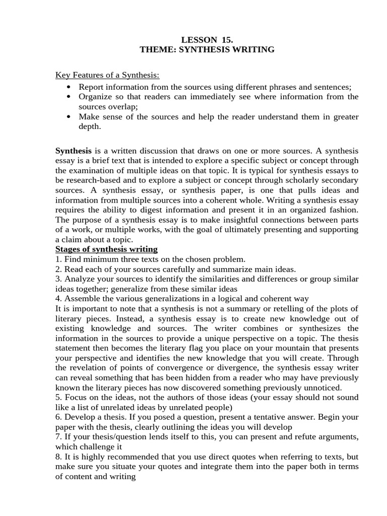 Guide to Writing a Synthesis Essay | PDF | Essays | Educational Technology