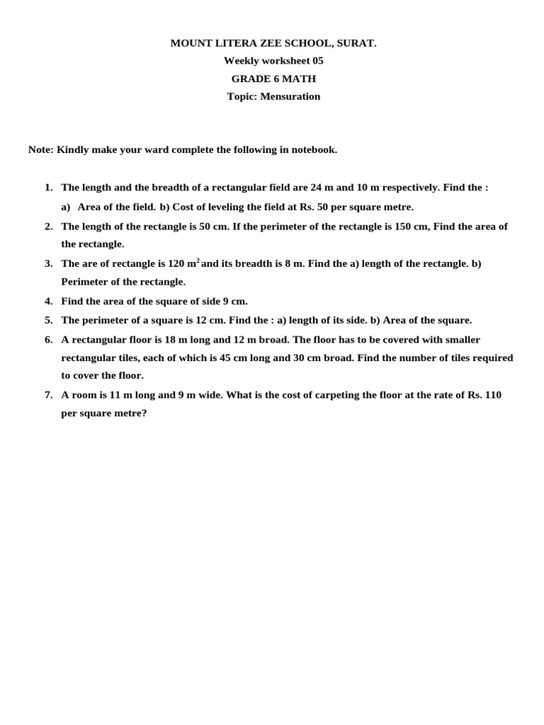 G6 Math Worksheet | PDF