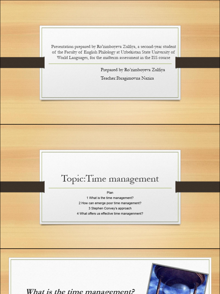 Presentation Prepared by Ro'zimboyeva Zulfiya, A Second Year | PDF | Time Management ...