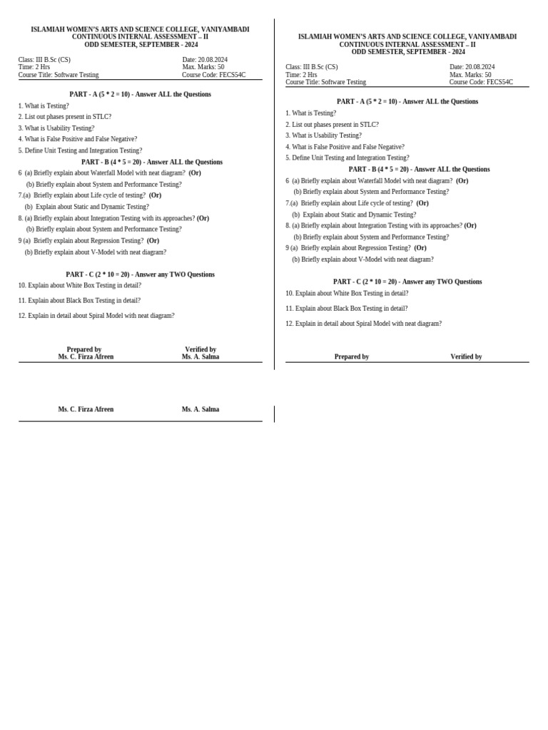 Software Testing Assessment Questions | PDF | Software Testing ...