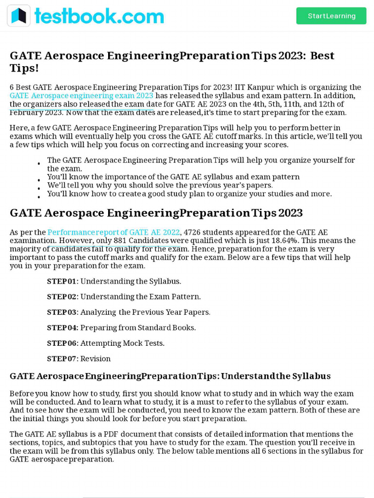 GATE Aerospace Engineering Preparation Tips 2023 - Best Tips! | PDF
