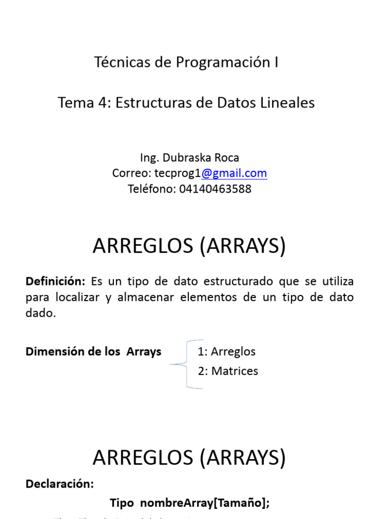 Tecnicas I-Arreglos | PDF | Datos de computadora | Programación de ...