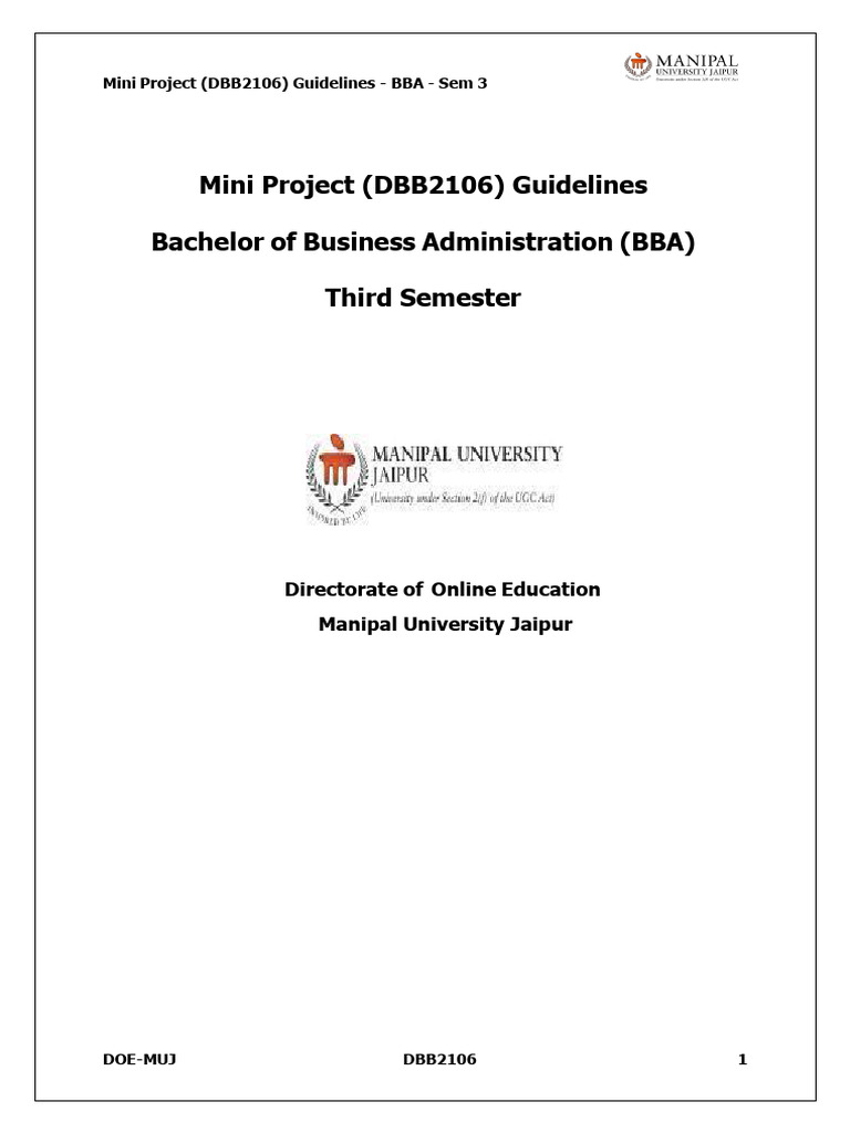 Guidelines For Mini Project - DBB2106 - BBA Sem 3 | PDF | Business