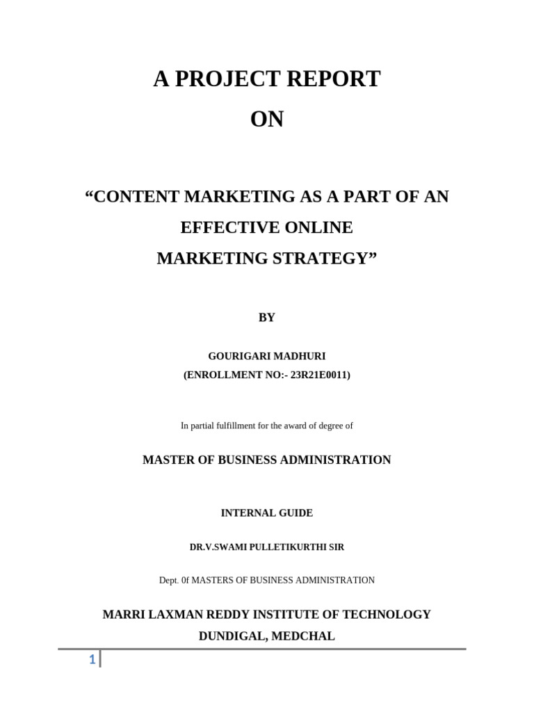 Mba Project | PDF | Business Process | Marketing