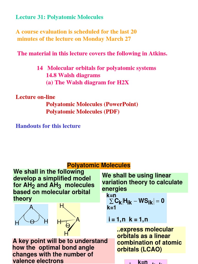 Polyatomic Molecules & Orbitals | PDF | Molecular Orbital | Carbon