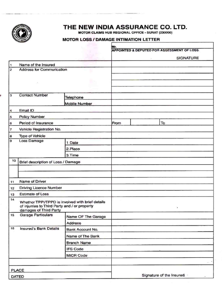 Motor Vehicle Claim Form Template | PDF | Insurance | Driver's License