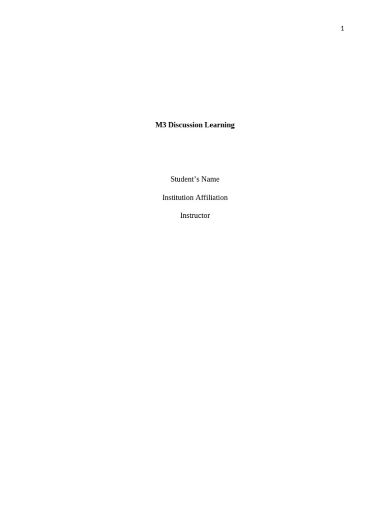 M3 Discussion Learning | PDF | Learning Styles | Personality Type