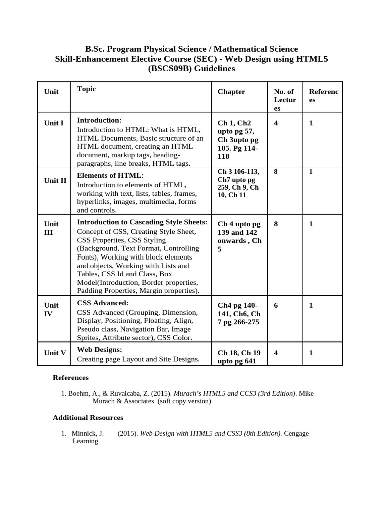 Web Design using HTML5 - BSCS09B guiddelines | PDF | Html Element | Html Web Design using HTML5 - BSCS09B guiddelines | PDF | Html Element | Html