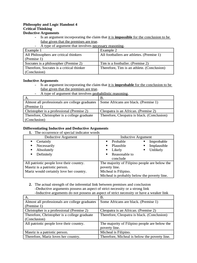 Philosophy-and-Logic-Handout-4 | PDF | Argument | Inductive Reasoning