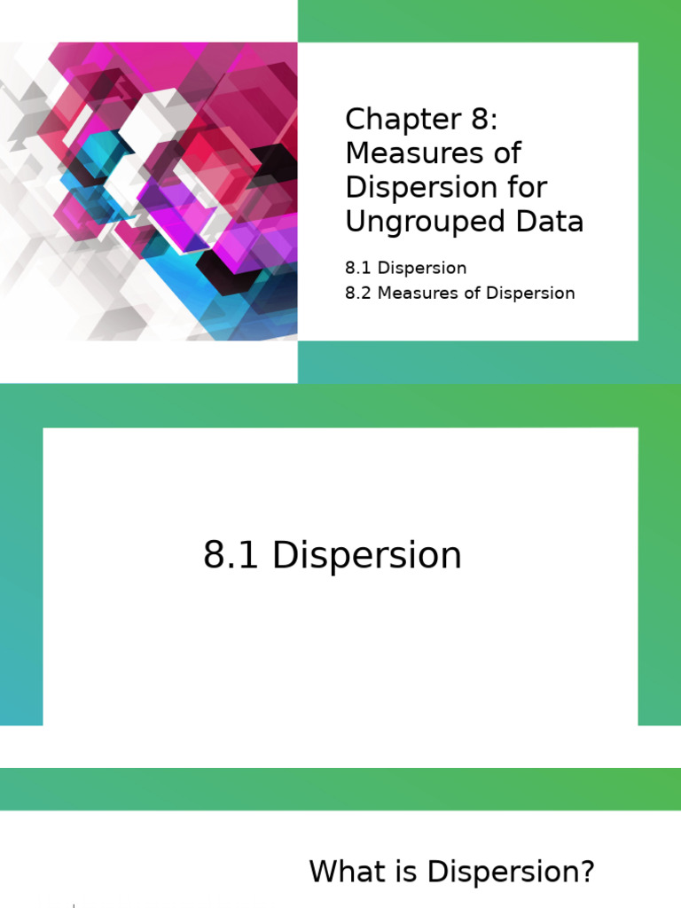 Chapter 8 Measure of Dispersion For Ungrouped Data | PDF | Statistical Dispersion | Descriptive ...