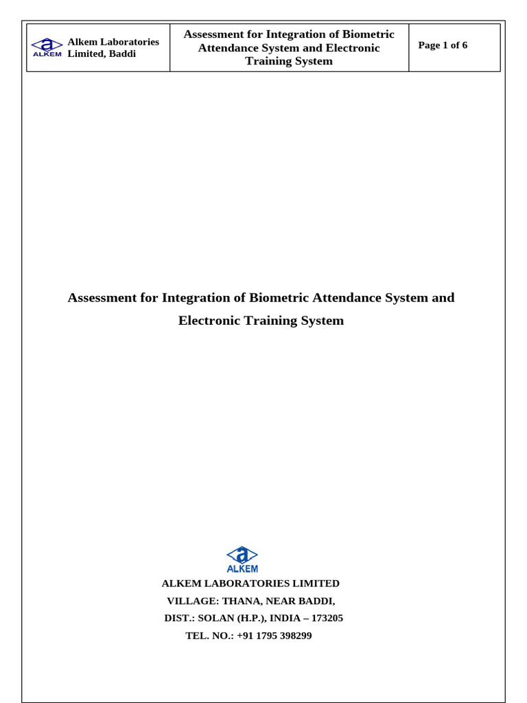 Impact Assessment For Integration Of Biometric Attendance System And