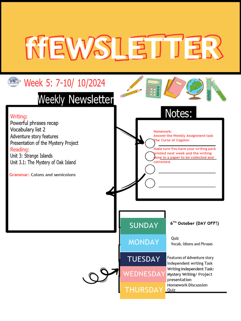 English Newsletter Week 5 Year 8 | PDF