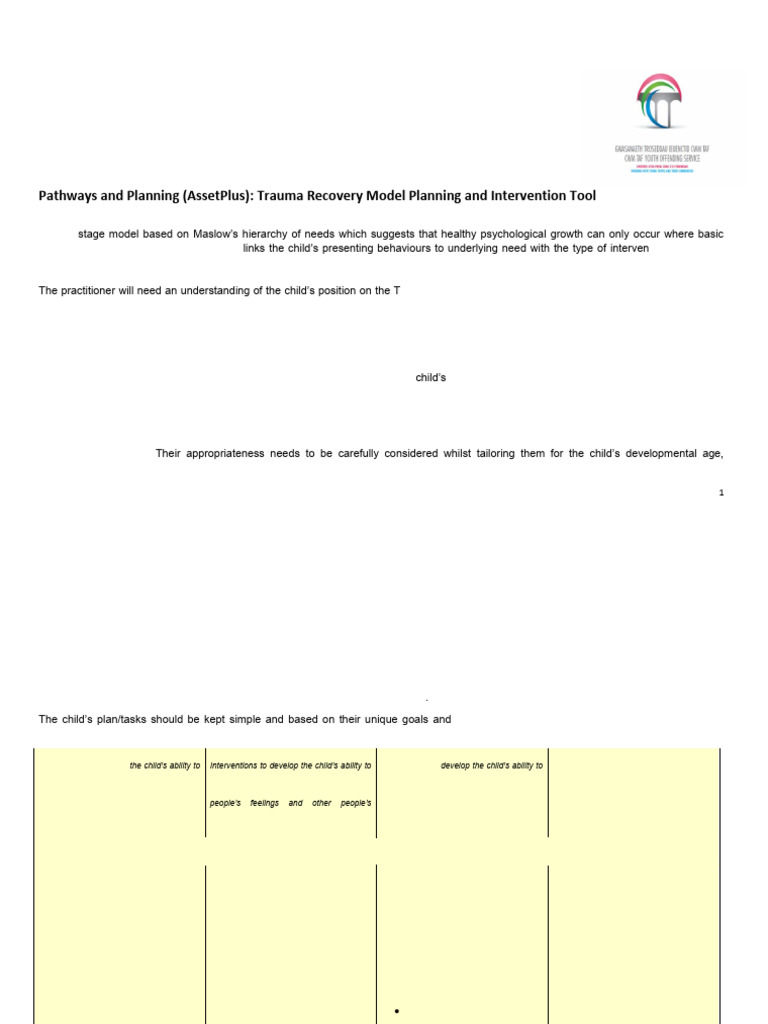 Pathways and Planning Trauma Recovery Model (TRM) Planning and ...