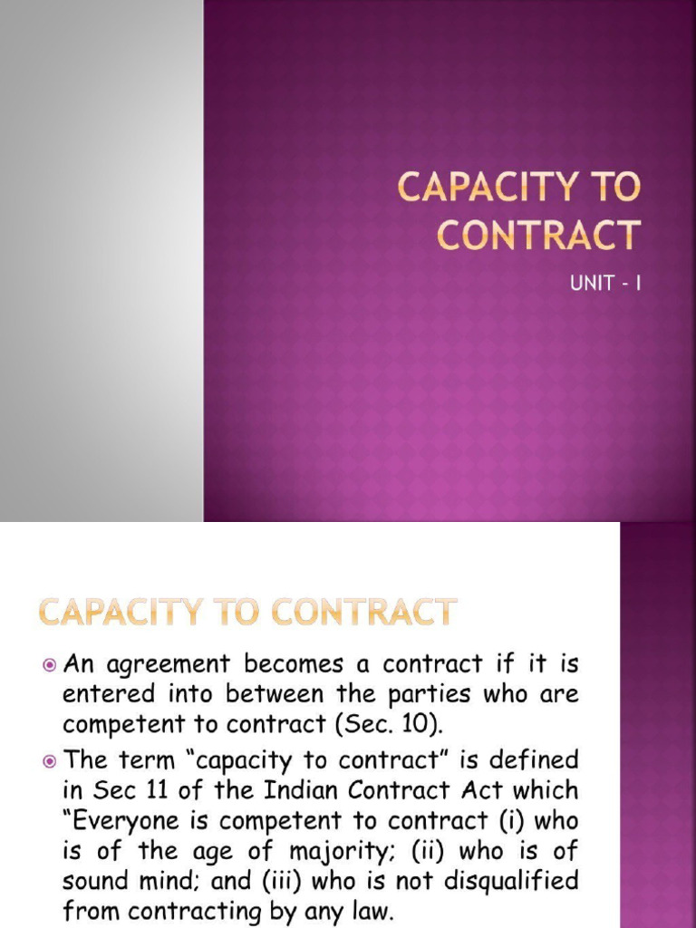 Capacity of A Contract | PDF