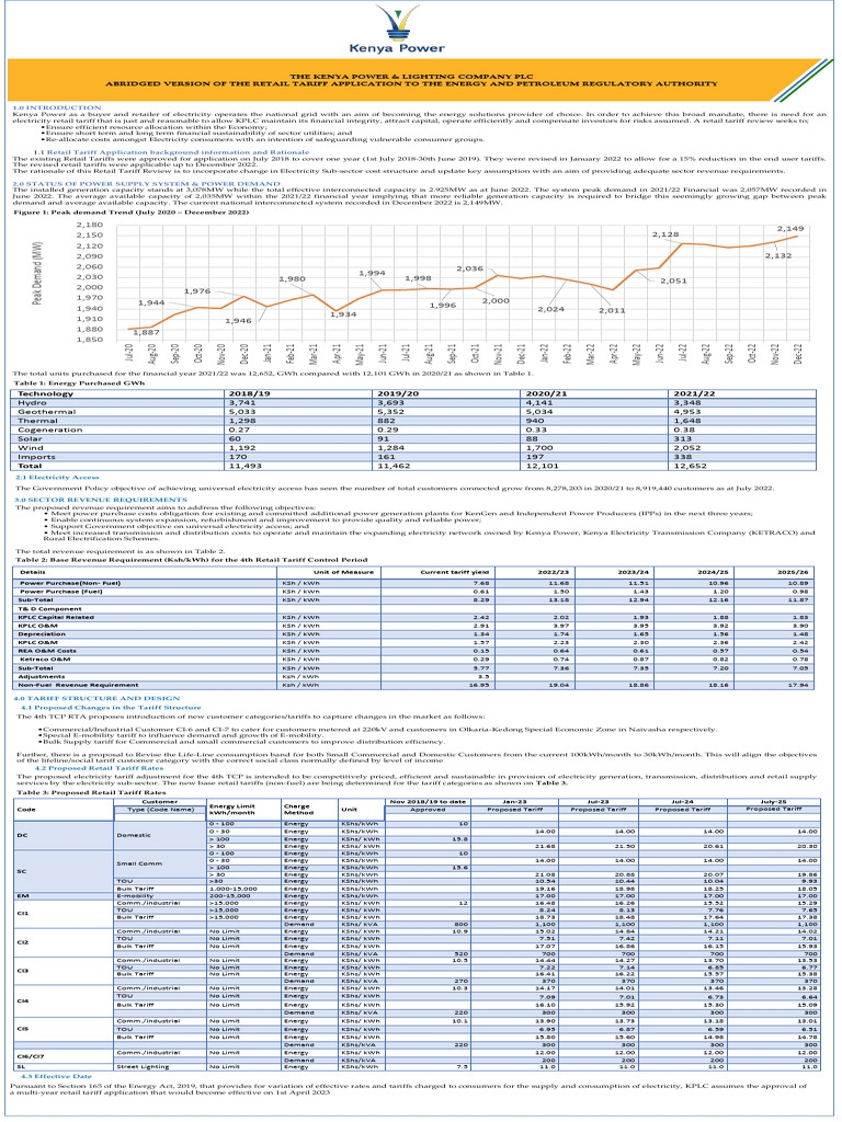 Abridged KPLC Tariff 2023 | PDF | Sustainable Energy | Economies