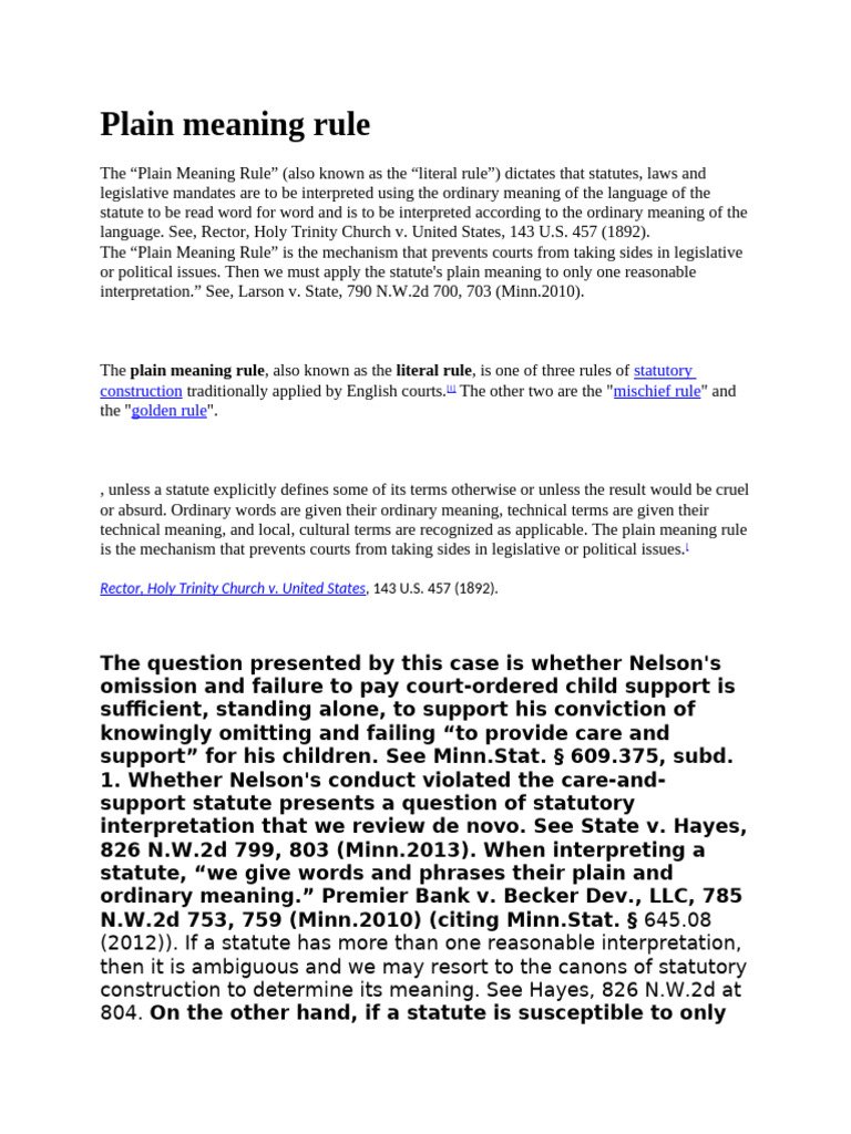 Understanding the Plain Meaning Rule | PDF