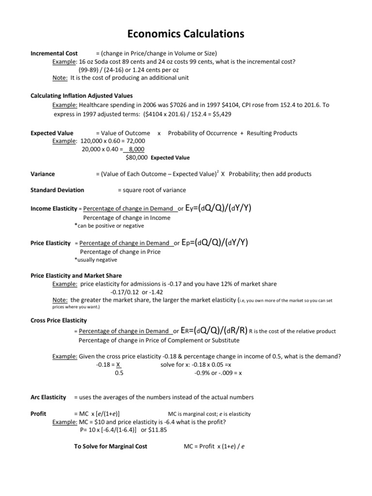 Economics Calculations | PDF