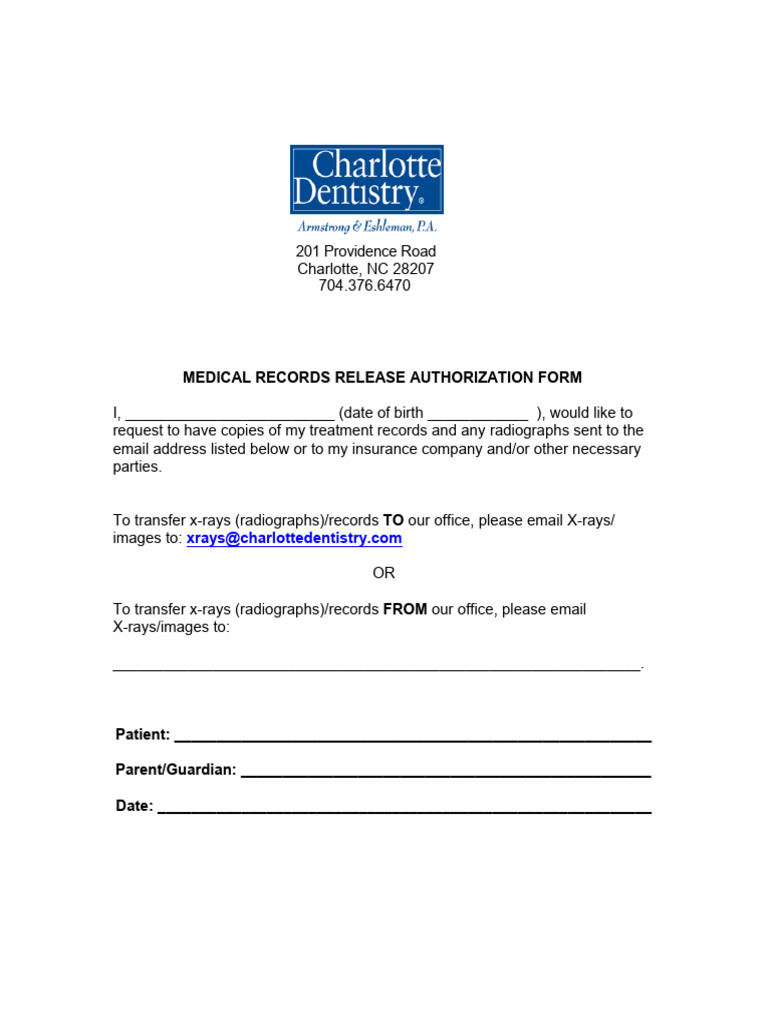 Medical Records Release and Authorization Form RevA | PDF | Radiography ...
