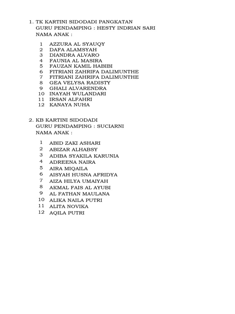 Daftar Anak PMT Kec. Pangkatan | PDF