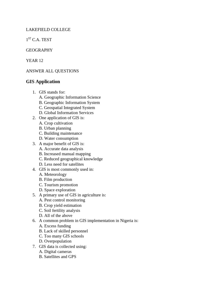 Year 12 Geography Quiz | PDF | Agriculture | Crop Rotation