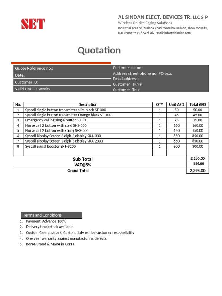 Qoutation-Nurse Calling System Demo | PDF | Antenna (Radio) | Frequency ...