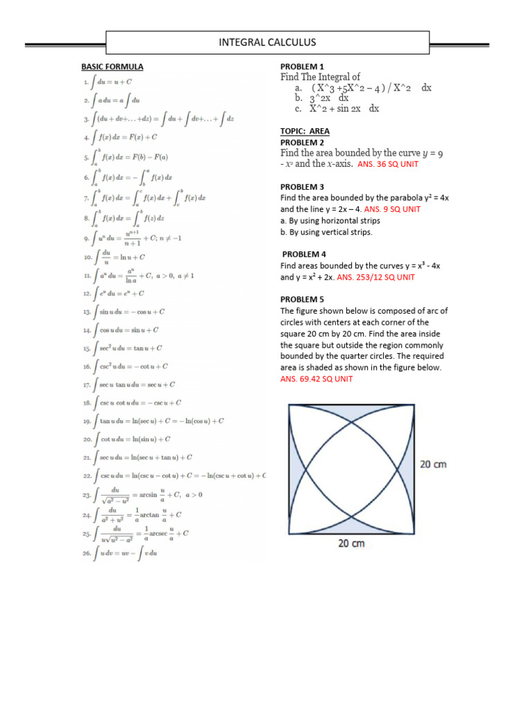 REVIEW-MODULE-INTEGRAL-CALCULUS | PDF