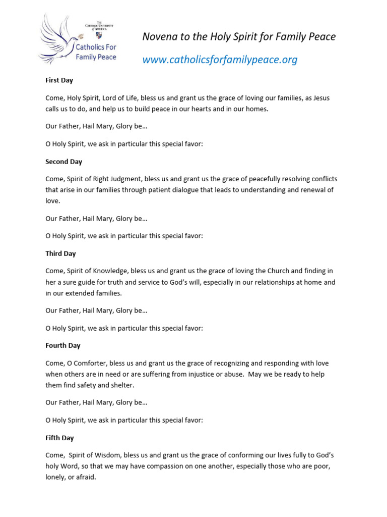 Novena for Family Peace and Unity | PDF | Lord's Prayer | Glory (Religion)