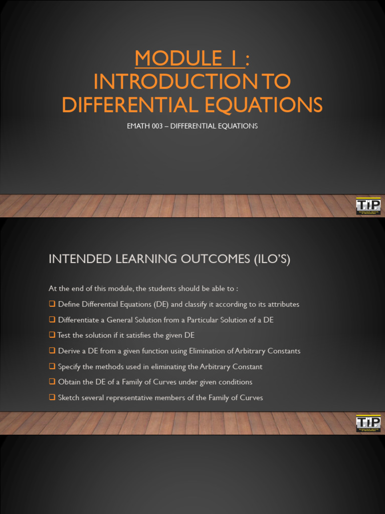 EMATH 003 Module 1 Introduction To Differential Equations | PDF | Equations | Derivative