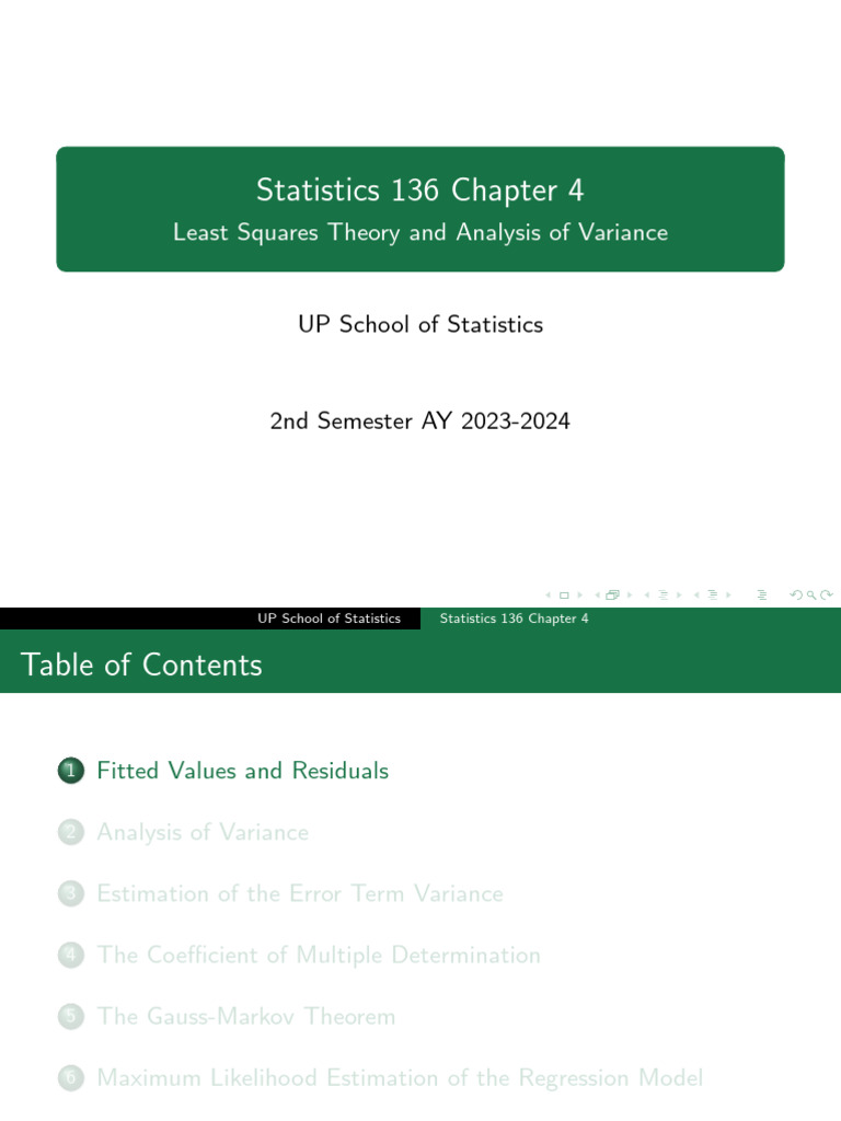 Stat 136 Chapter 4 Least Squares Theory and Analysis of Variance | PDF | Errors And Residuals ...