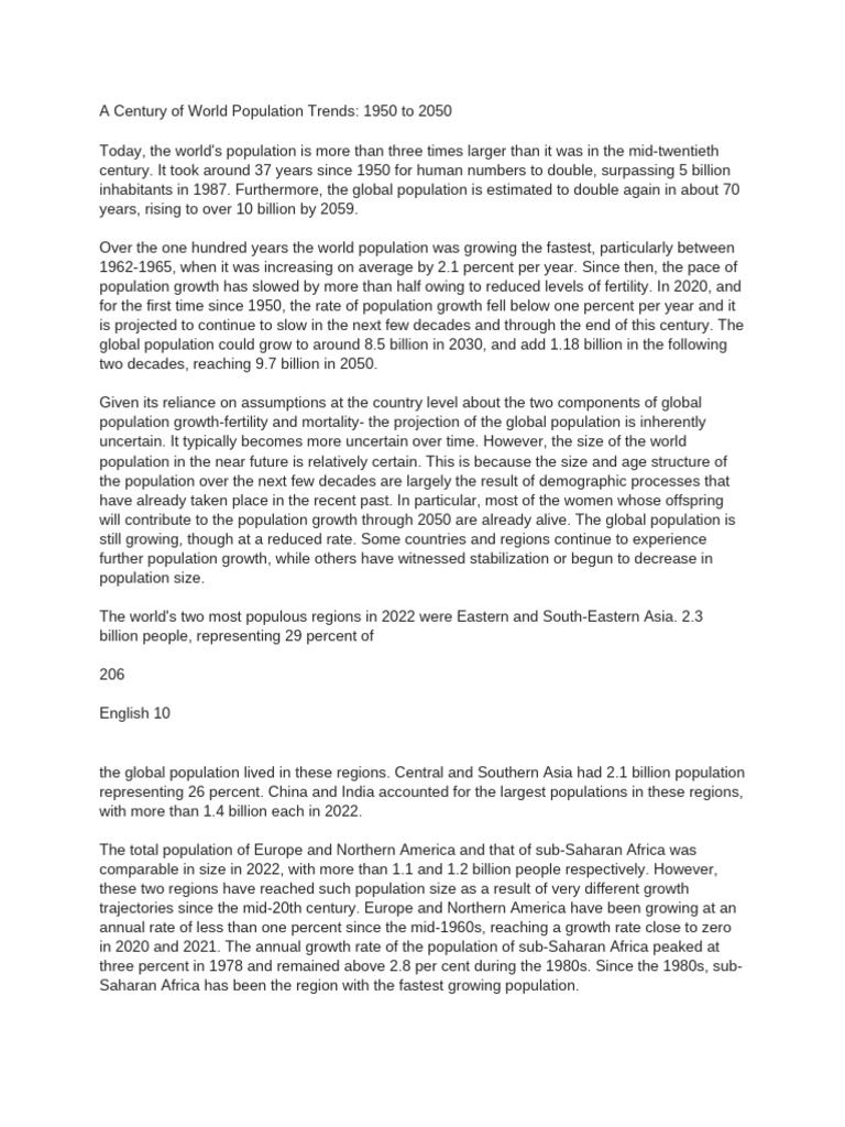 World Population Trends: 1950-2050 | PDF | World Population | Population Growth
