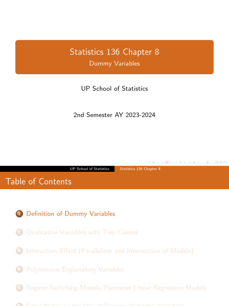 Stat 136 Chapter 8 Dummy Variables | PDF | Linear Regression | Dependent And Independent Variables